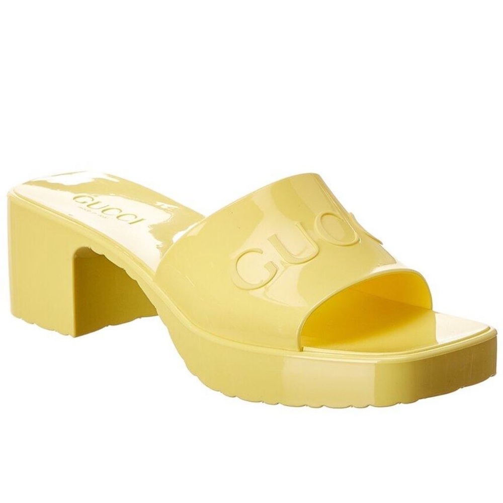 Gucci Rubber Sandal Mule In Yellow - Gem
